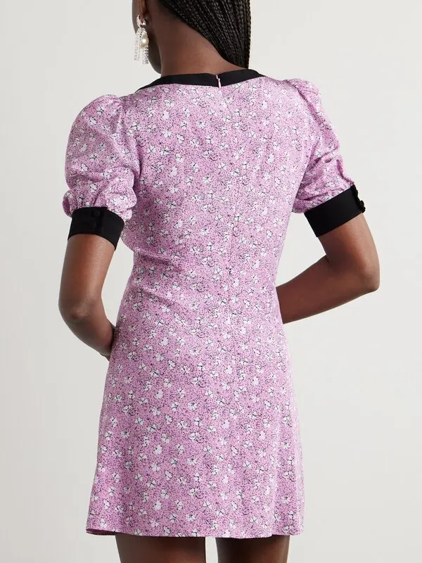 Alessandra Rich Clover Floral-print Silk Mini Dress