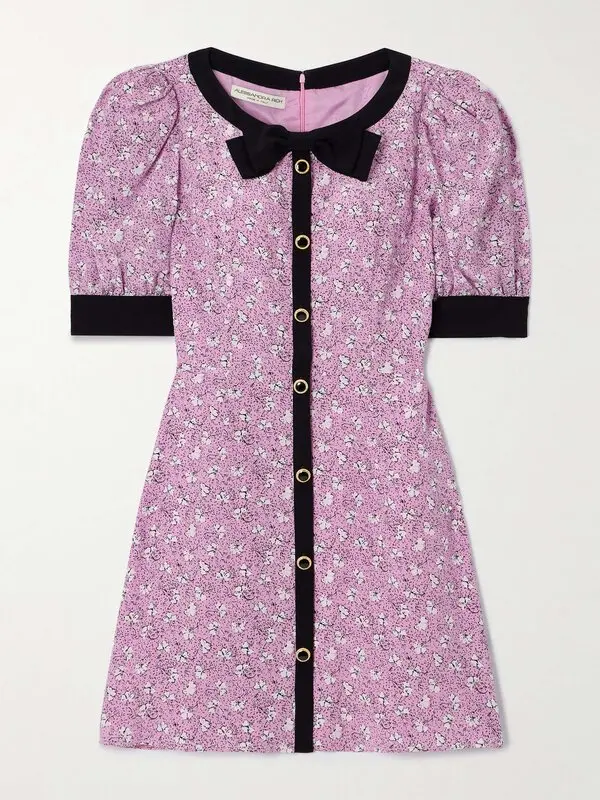 Alessandra Rich Clover Floral-print Silk Mini Dress
