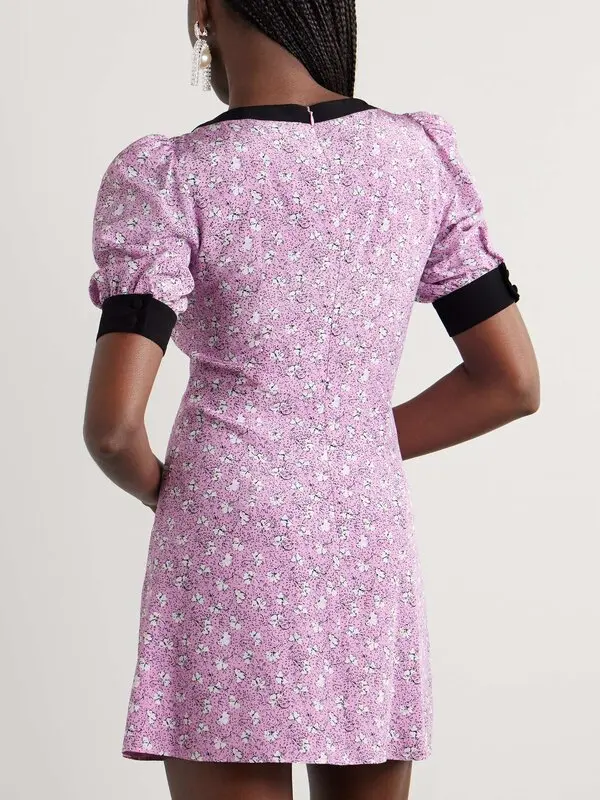 Alessandra Rich Clover Floral-print Silk Mini Dress