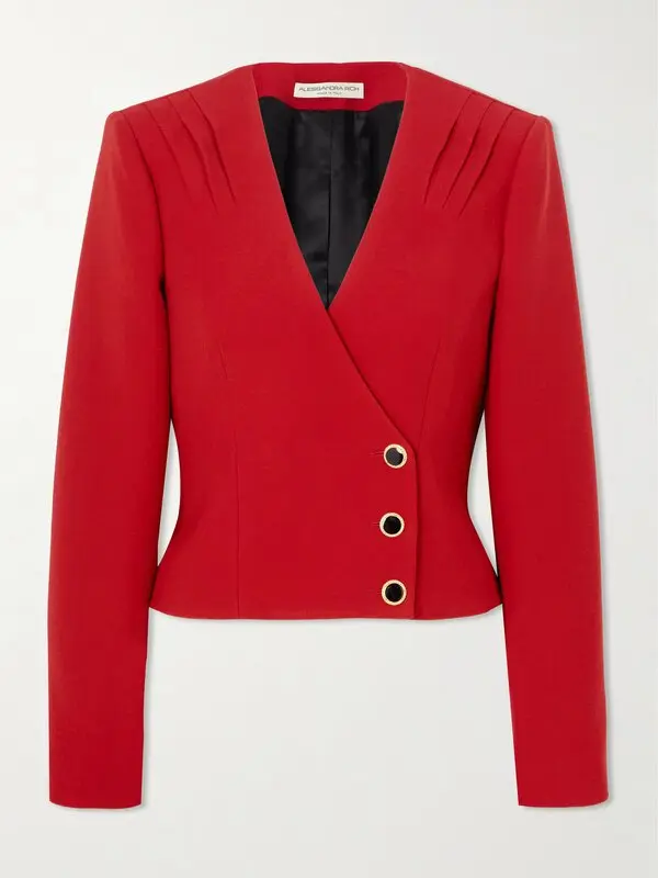 Alessandra Rich Cropped Grain De Poudre Jacket