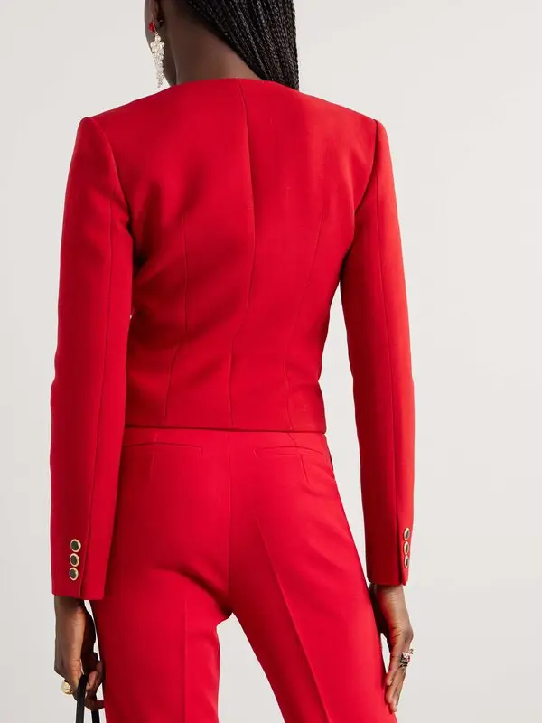 Alessandra Rich Cropped Grain De Poudre Jacket
