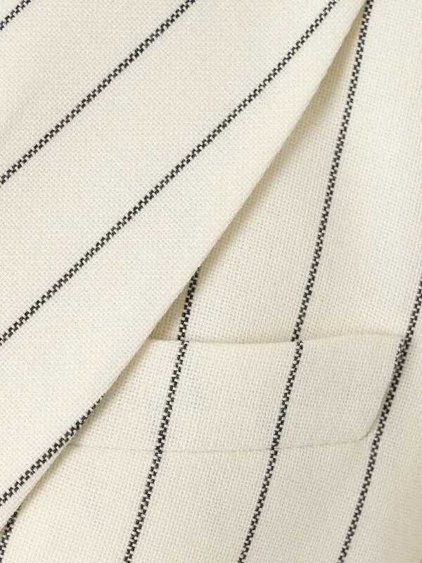 Brunello Cucinelli Panama Pinstriped Grain De Poudre Wool Blazer - White
