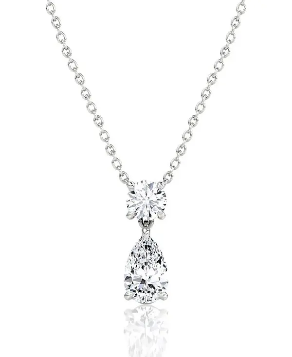 VRAI Lab Grown Diamond Round Brilliant & Pear Signature Duo Drop Necklace 1.5 Ct. T. W - White