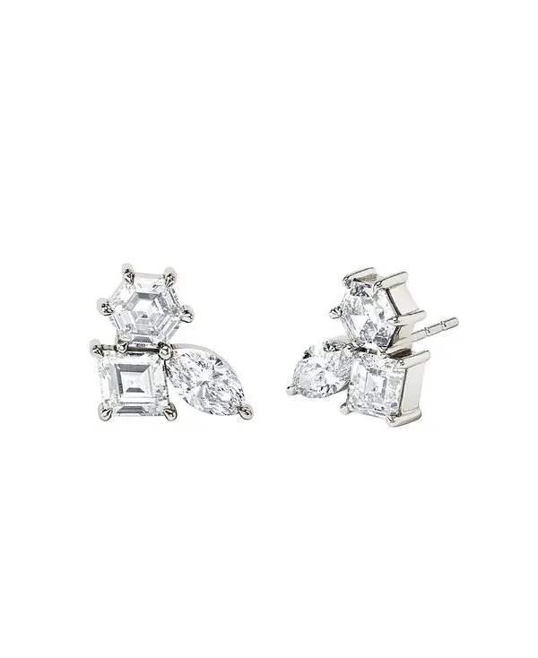 VRAI 6 Diamond Ear Climber Earrings - White - Left