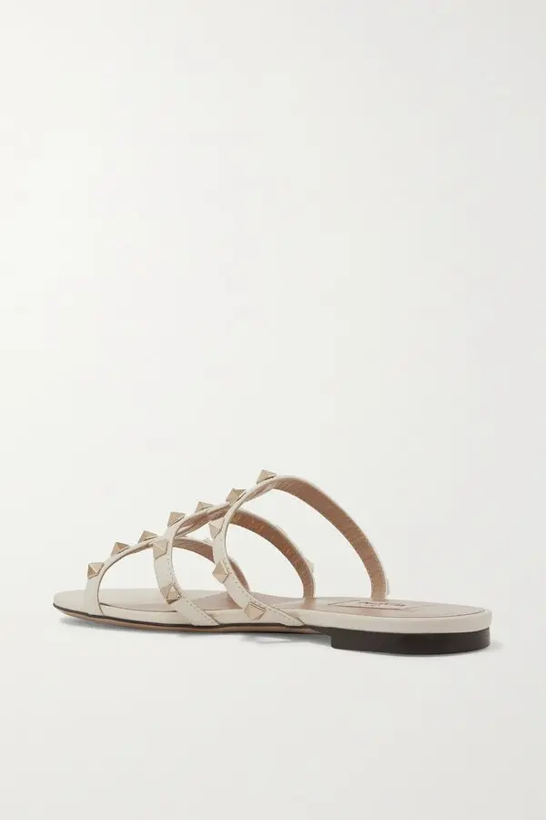 Valentino Garavani The Rockstud Leather Sandals - Ivory