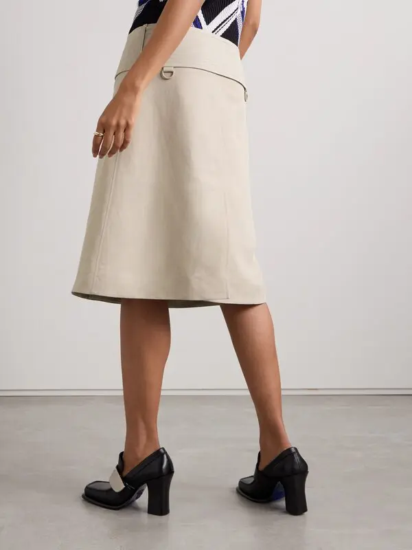 Burberry Belted Twill Skirt