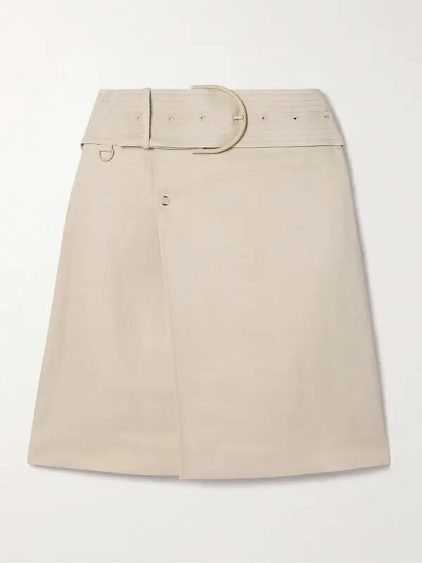 Burberry Belted Twill Skirt
