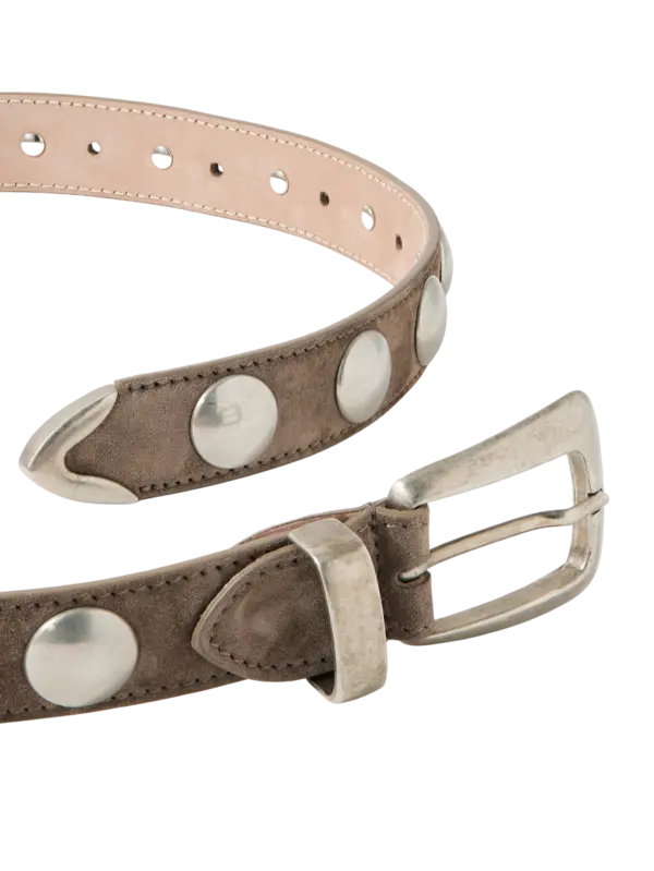 Khaite Benny Studded Suede Belt - Brown