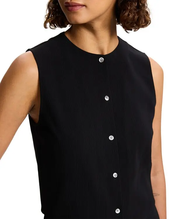 Theory Sleeveless Shell With Button Detailing - Black