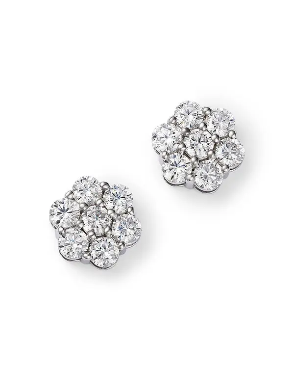 Bloomingdale'S Diamond Flower Cluster Stud Earrings, 2.0 Tcw - White