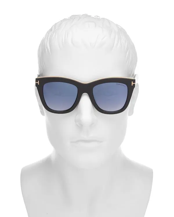 Tom Ford Julie Square Sunglasses, 52mm - Black/Blue Gradient  display picture 2