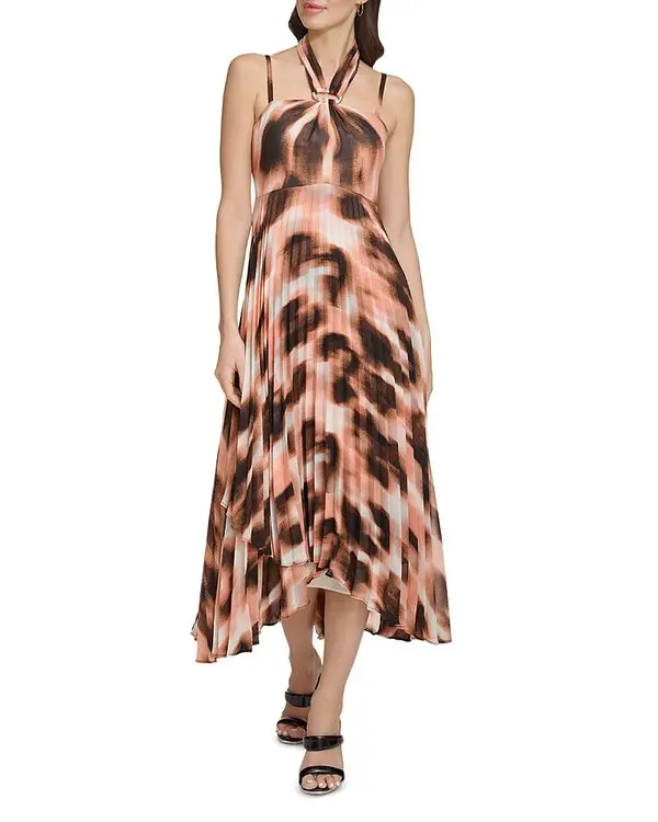 Dkny Pleated Midi Dress In Abstract Dot - 50% Off | Editorialist