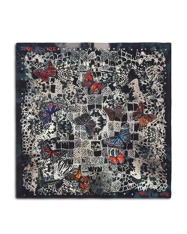 Zadig&Voltaire Blondie 70 Butterfly Silk Scarf - Black/multi