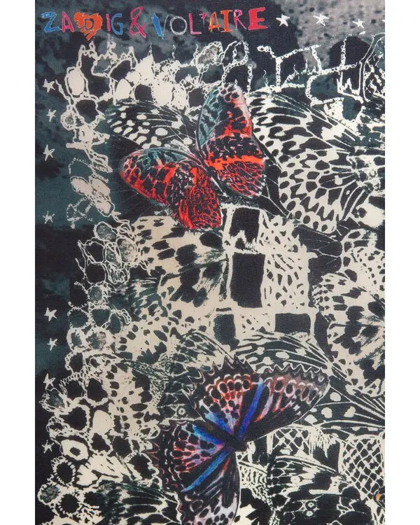 Zadig&Voltaire Blondie 70 Butterfly Silk Scarf - Black/multi
