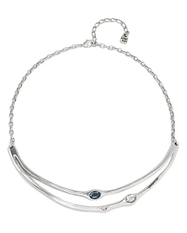 UNODE50 Rigid Crystal Collar Necklace - Silver