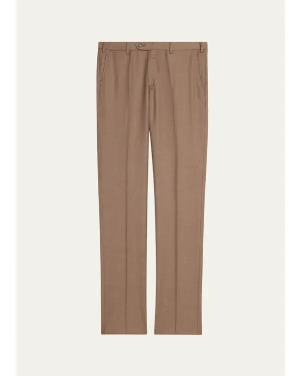 Giorgio Armani Flat-front Wool Trousers - Rain Drum