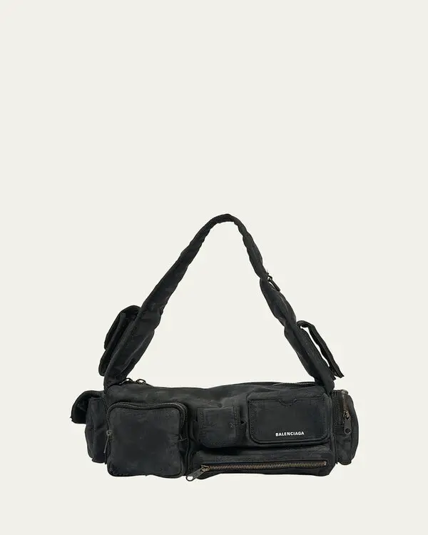 Balenciaga Superbus Nylon Shoulder Bag - Noir