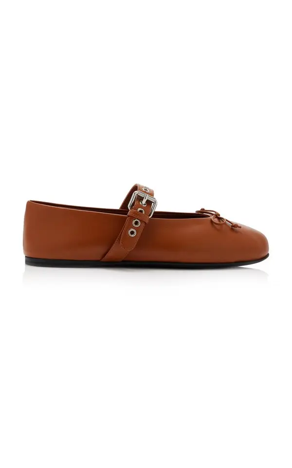 Miu Miu Buckle-strap Leather Ballet Flats