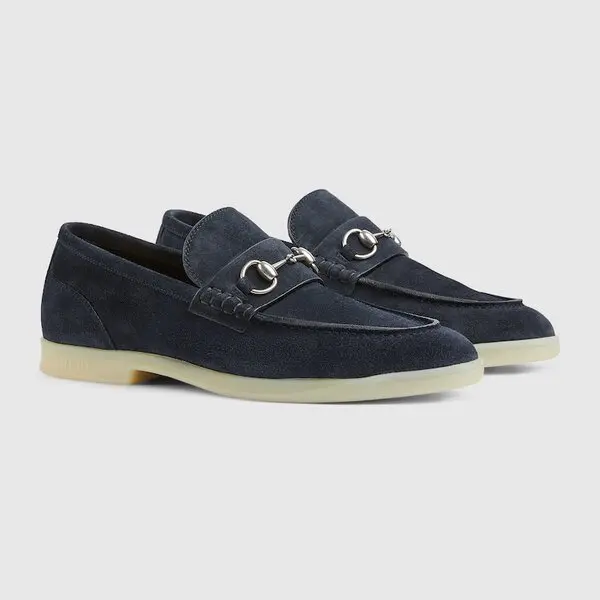 Suede Gucci Navy Blue Gucci Loafers Men