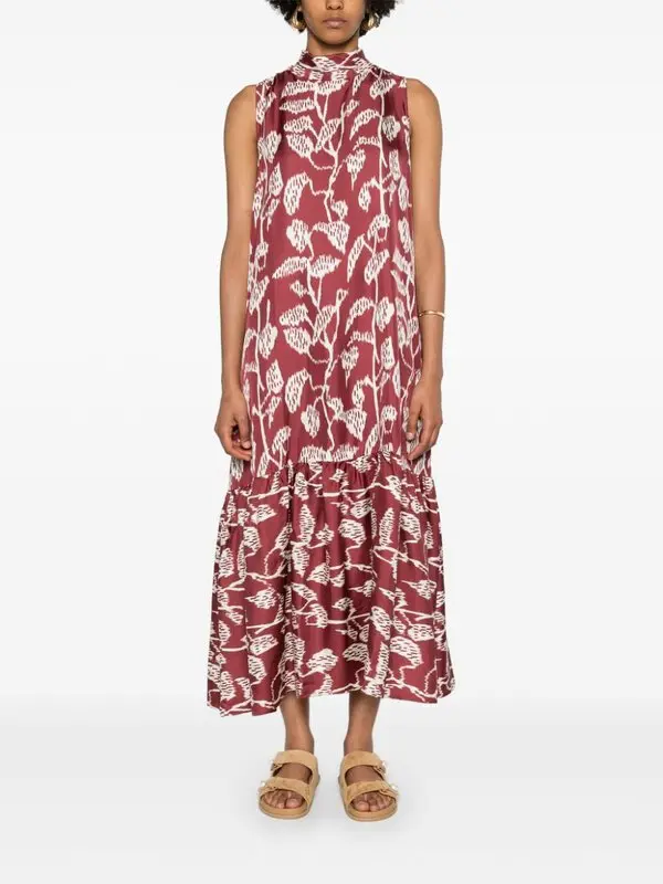 chinese dress ladies ASCENO IBIZA CREAM CRESCENT SILK TWILL DRESS