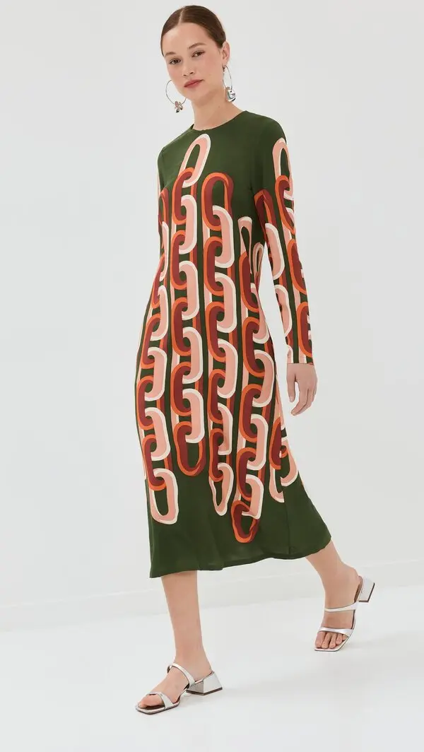 La DoubleJ Long Sleeve Midi Swing Dress - Prometheus Placée
