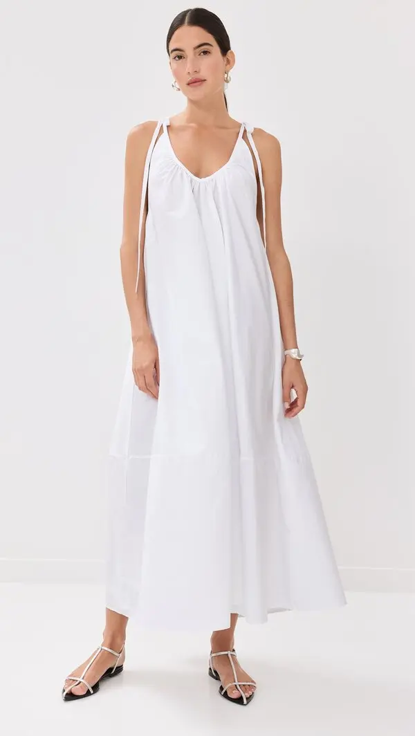 Co Gathered Maxi Dress - White