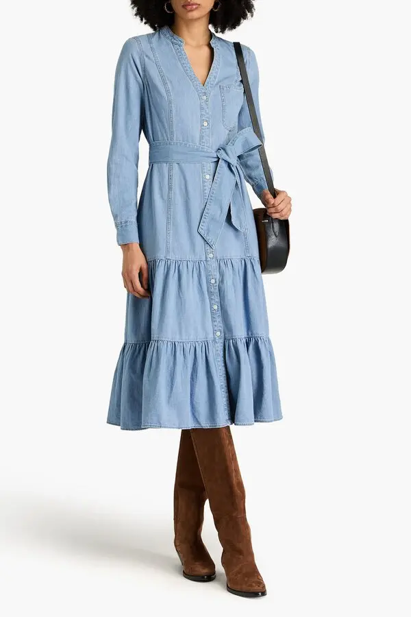white christmas dresses Veronica Beard Honora Denim Midi Shirtdress | Serendipity main image 1