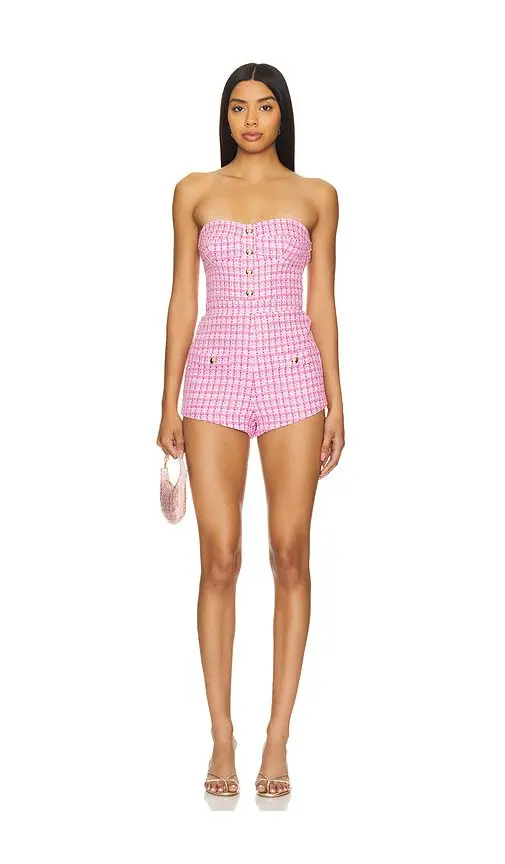Amanda Uprichard X Kiko Romper - Bass Tweed Pink