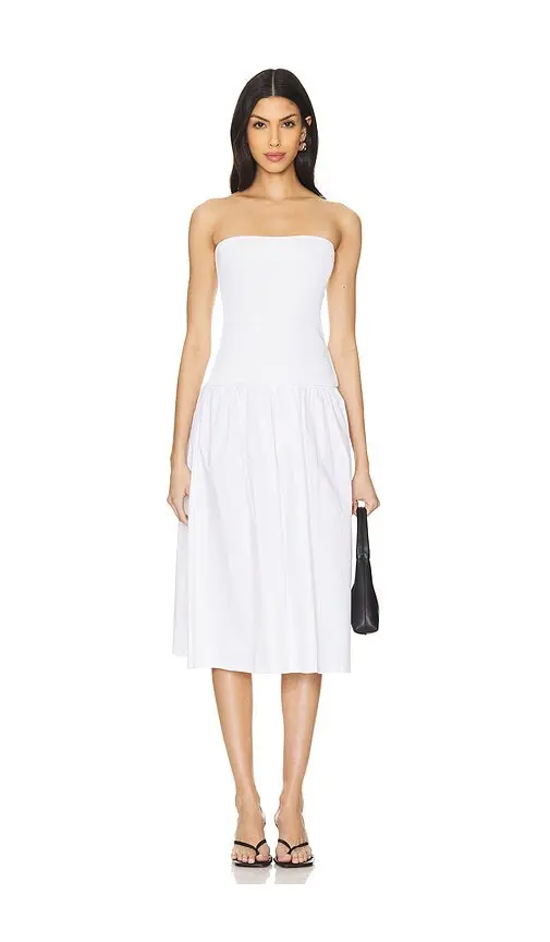 Weworewhat Ribbed Jersey Knit And Poplin Midi Dress - White - 70% Off |  Editorialist