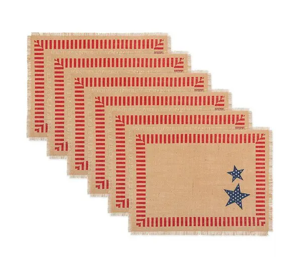 DESIGN IMPORTS Set/6 4th Of July Jute Placemats - One-color