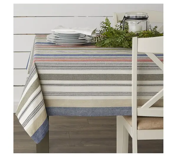 DESIGN IMPORTS Warm Stripe Tablecloth 60x84