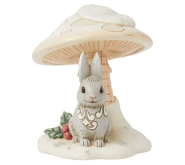 JIM SHORE Woodland Bunny Mushroom Fig - One-color