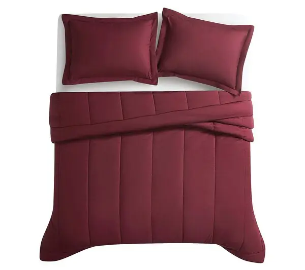 BROOKLYN LOOM Solid Cotton Percale King 3-piece Comforter Set