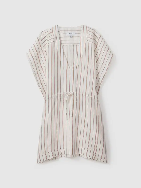 REISS Romy Linen-cotton Striped Kaftan