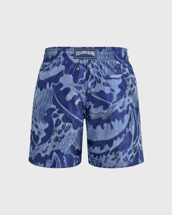 Vilebrequin Silk Swim Shorts Vagues X Maison Bucol Swimwear Moopea - Blue