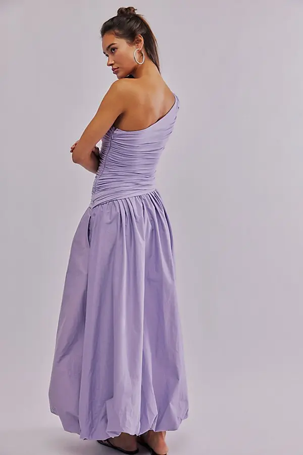 Elexiay Kebbi One-Shoulder Maxi Dress In Lavender 71% Off