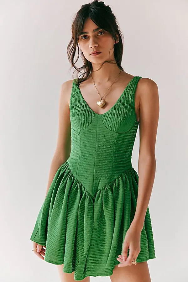 green emerald velvet dress DELFI - ROSALIA DRESS GREEN (Size Small) main image 1