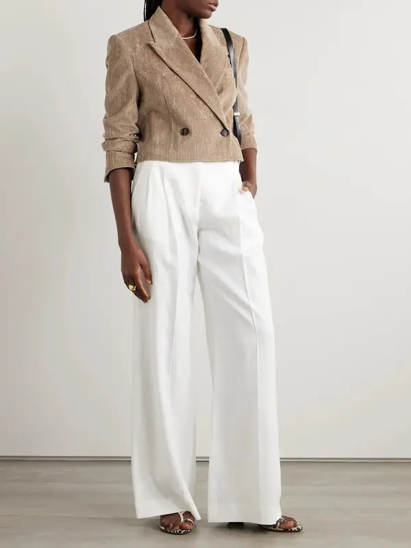 Brunello Cucinelli Cropped Double-breasted Corduroy Blazer