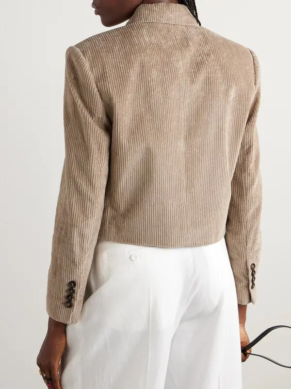 Brunello Cucinelli Cropped Double-breasted Corduroy Blazer