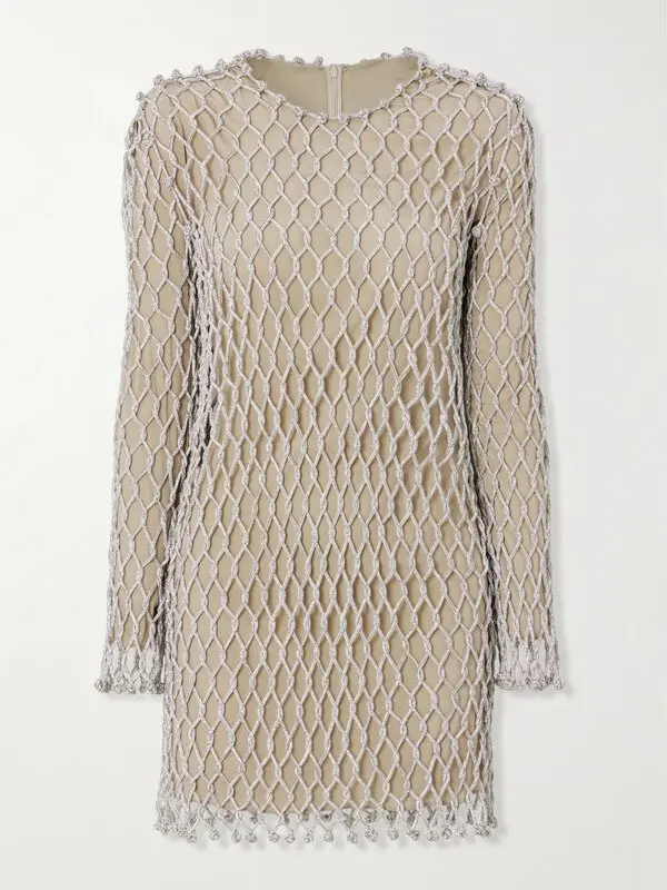 Valentino Garavani Crystal-embellished Mini Dress - Silver