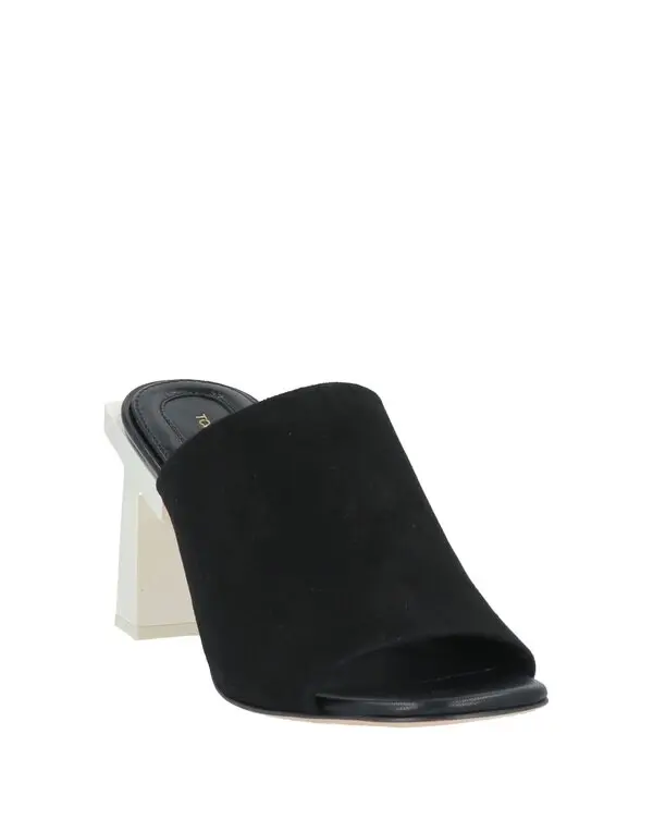 Tory Burch Leather Slide Sandals With Geometric Heel