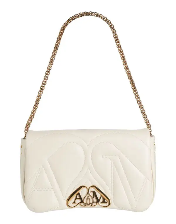 Alexander McQueen Leather Flap Bag - White