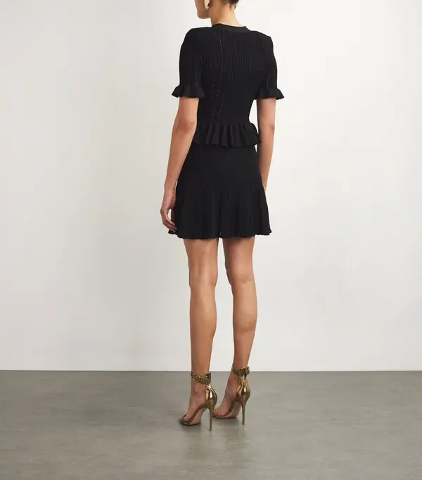 self portrait knit peplum dress self-portrait - Black Textured Knit Peplum Midi Dress