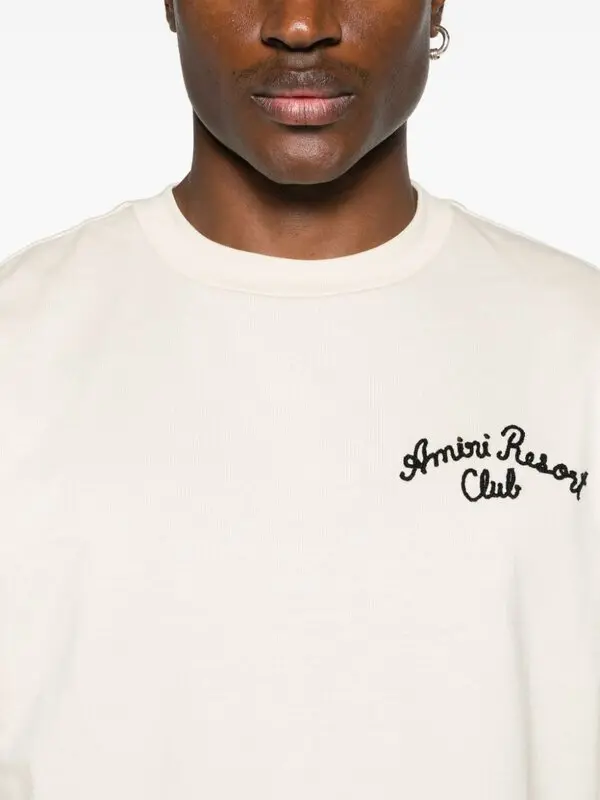 Amiri White Resort Club Embroidered T-Shirt In Neutrals - 36% Off