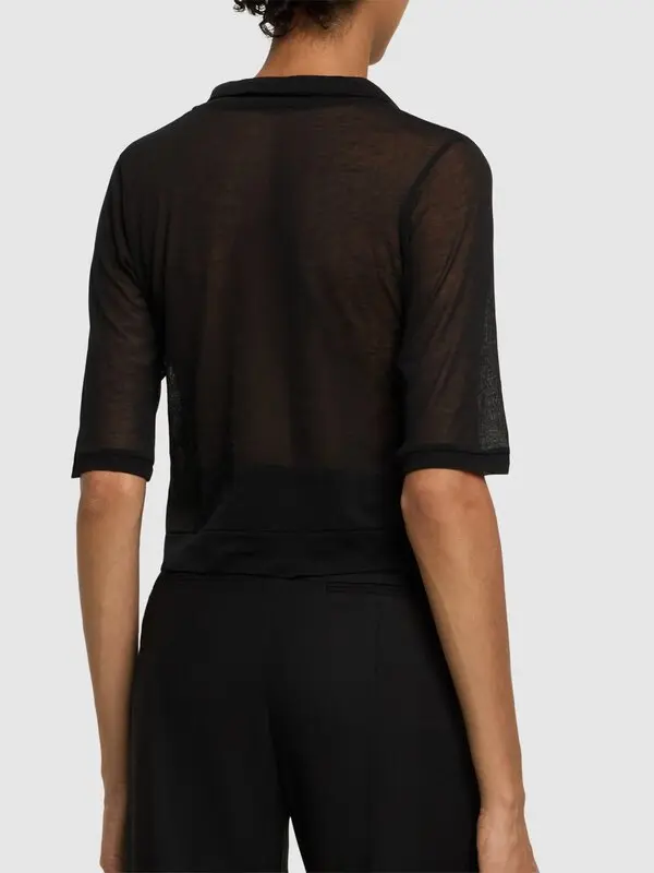 Auralee Hard Twist Cotton Gauze Short Polo In Black - 80% Off