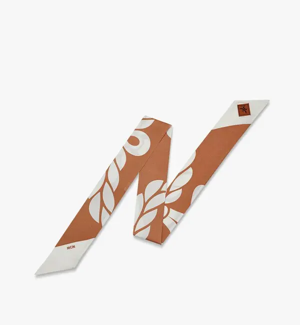 Mcm Laurel Petite Scarf In Organic Silk - Cognac