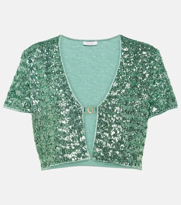 Oseree Sequined Crop Top