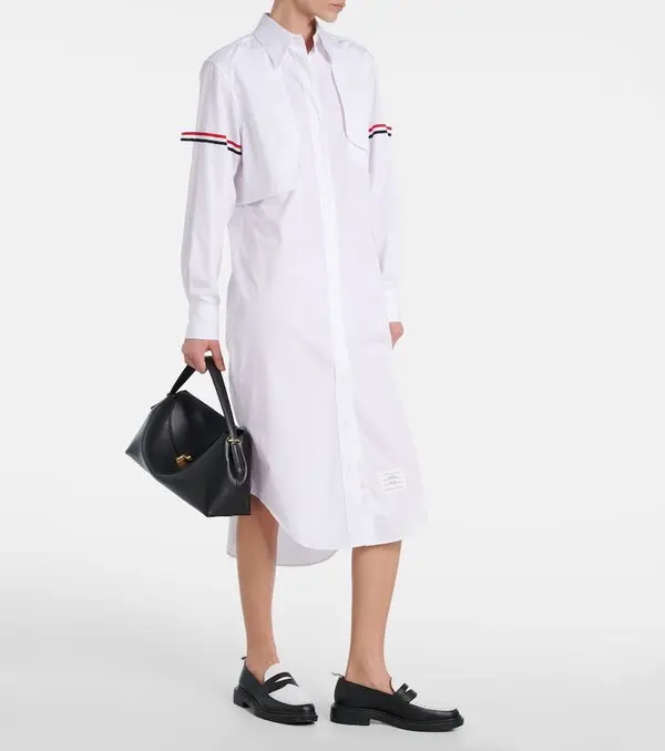 Thom Browne Rwb Stripe Cotton Shirt Dress