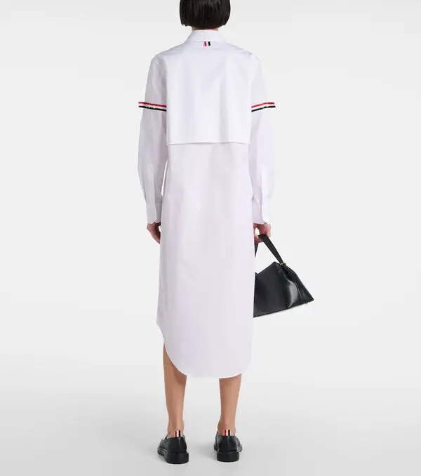 Thom Browne Rwb Stripe Cotton Shirt Dress