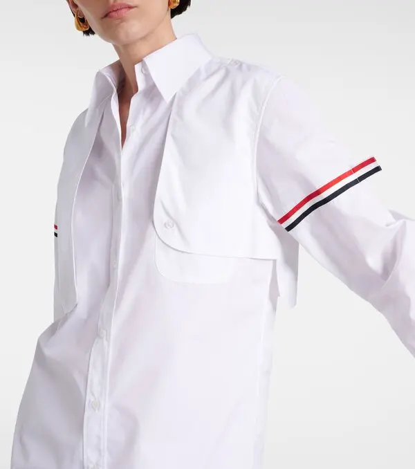 Thom Browne Rwb Stripe Cotton Shirt Dress